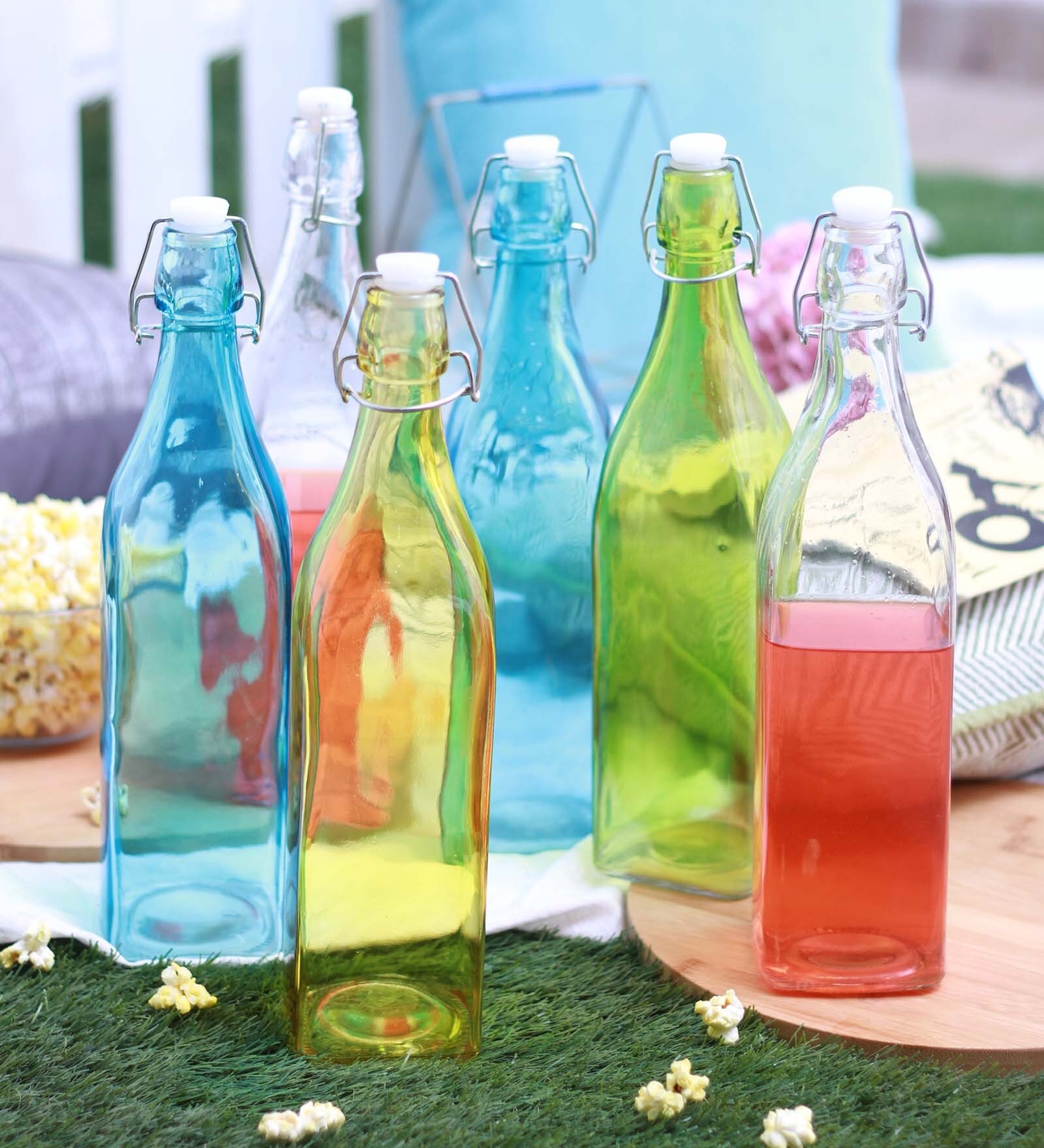 Buy Godskitchen Multicolour Glass Bottles - Set of 6 Assorted Online ...