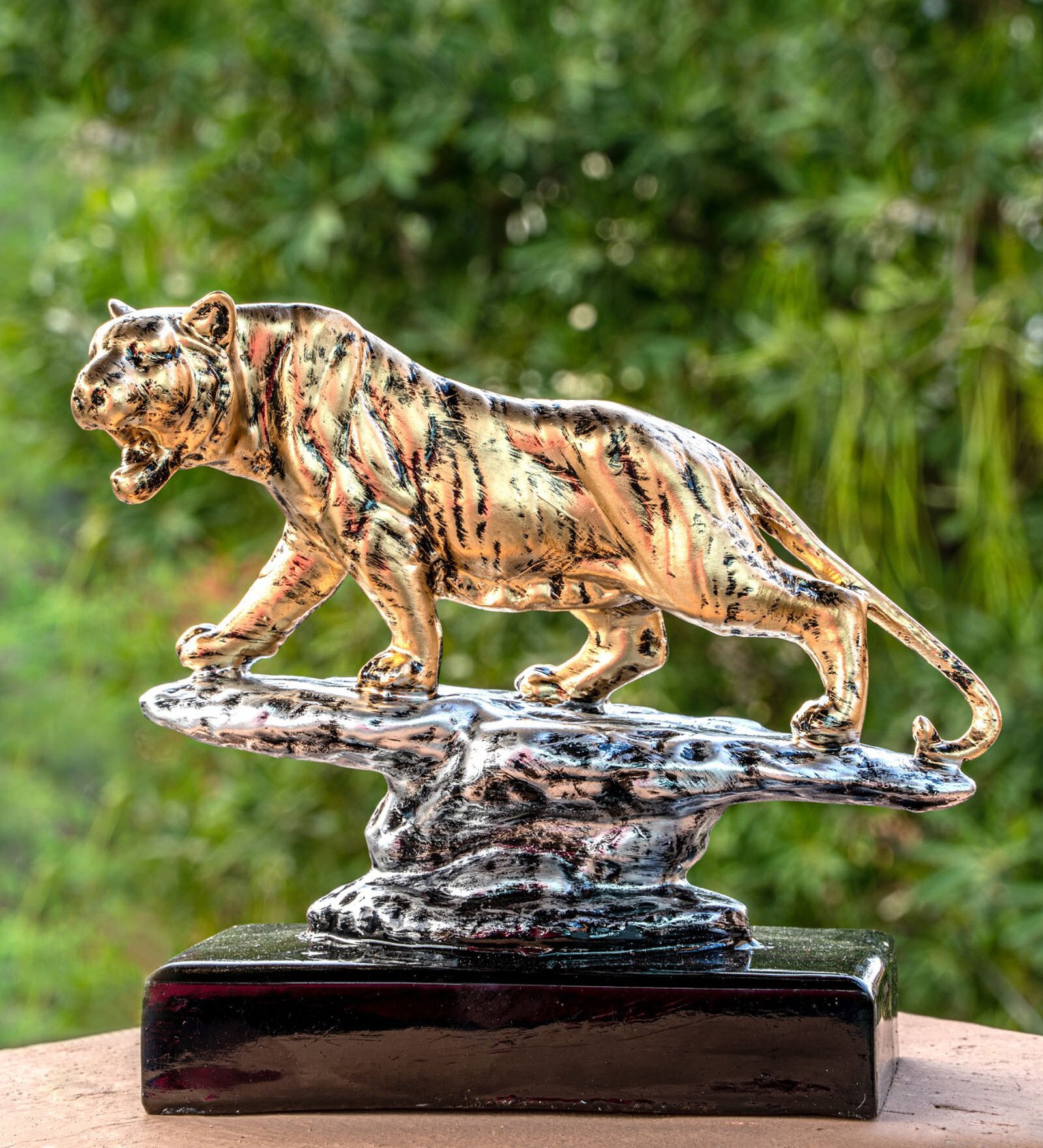Buy Gold & Silver Toned Antique Tiger Polyresin Figurine by Tied ...