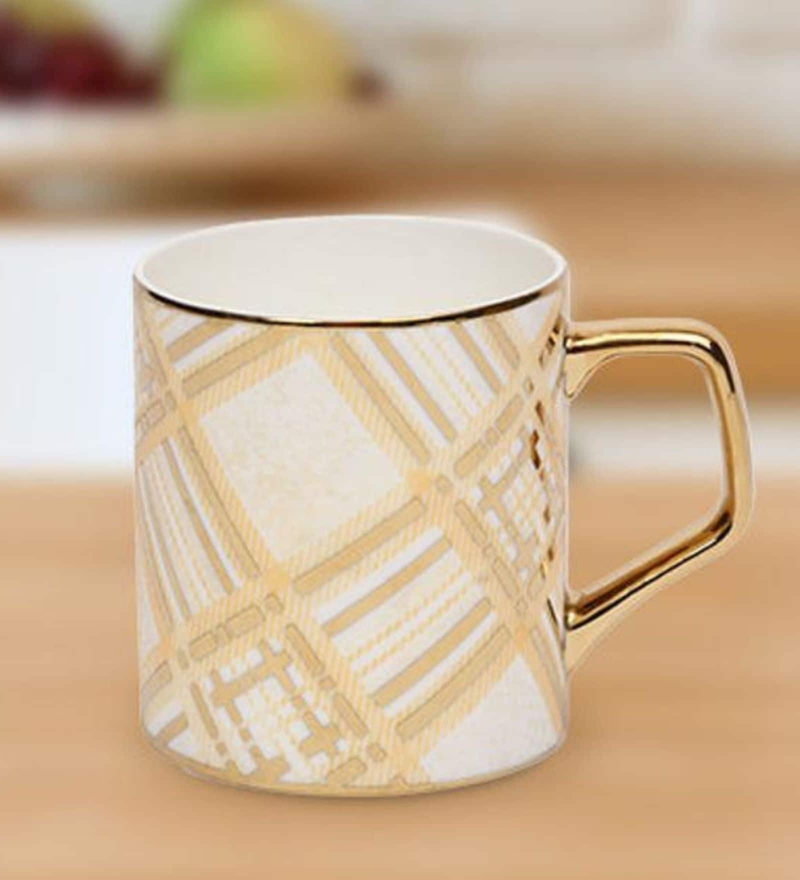 Buy Gold & White 230 Ml Ceramic Coffee Mugs at 10% OFF by @home | Pepperfry