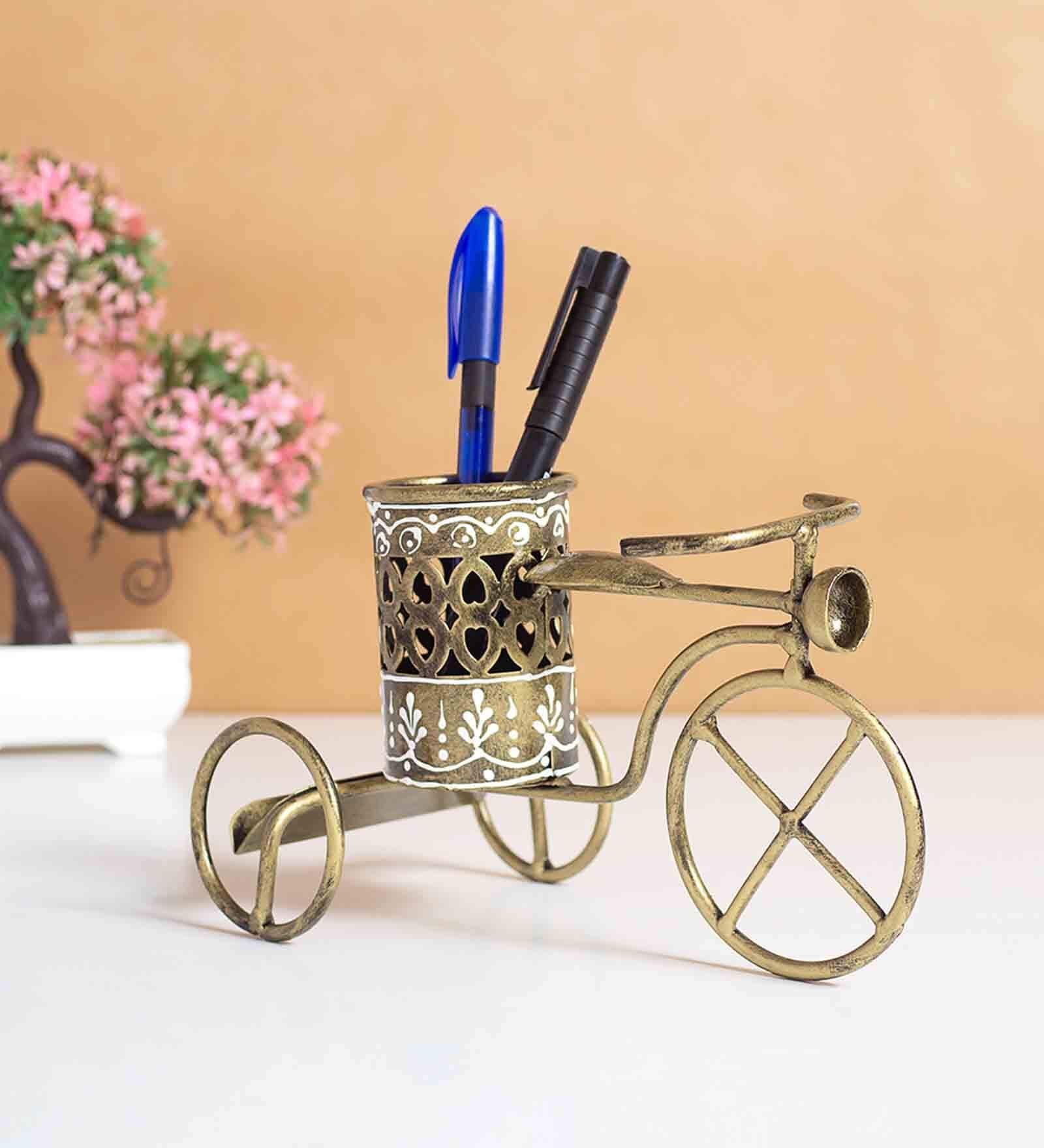 Buy Bicycle Gold & White Metal Pen-Stand at 44% OFF by Golden Peacock ...