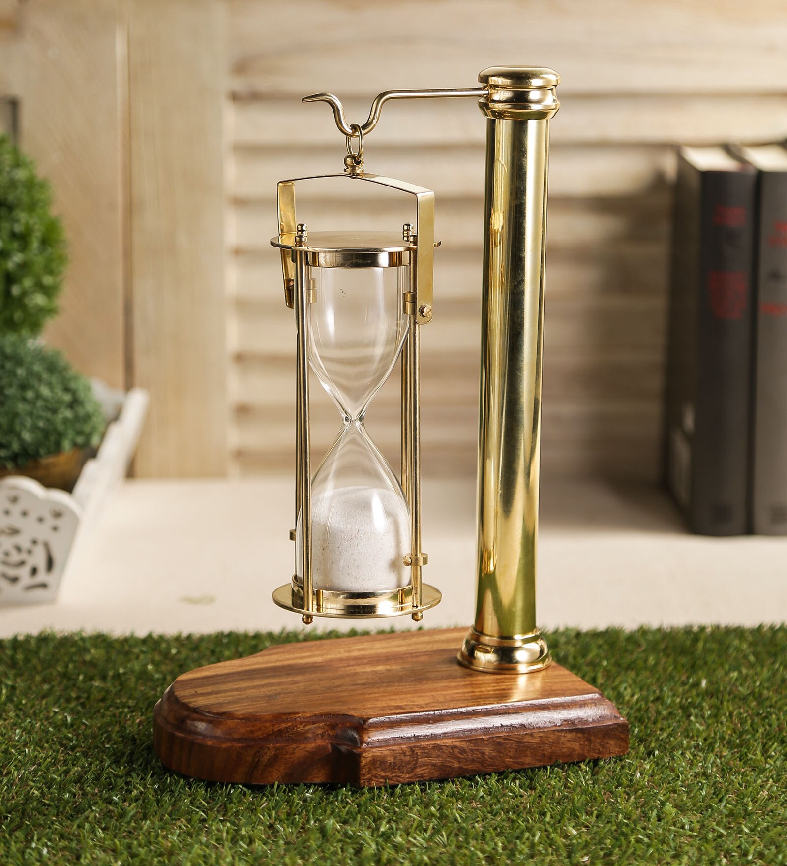 Buy Gold Brass & Wood Hanging Sand Timer By Exim Decor Online - Hour ...