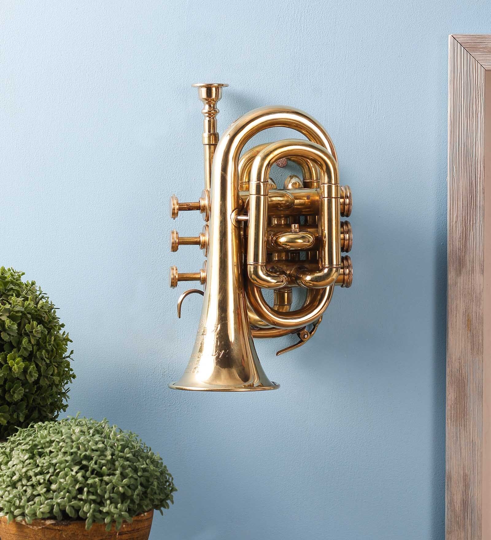 Buy Gold Brass Brass Trumpet(Small) by Exim Decor Online - Musical ...