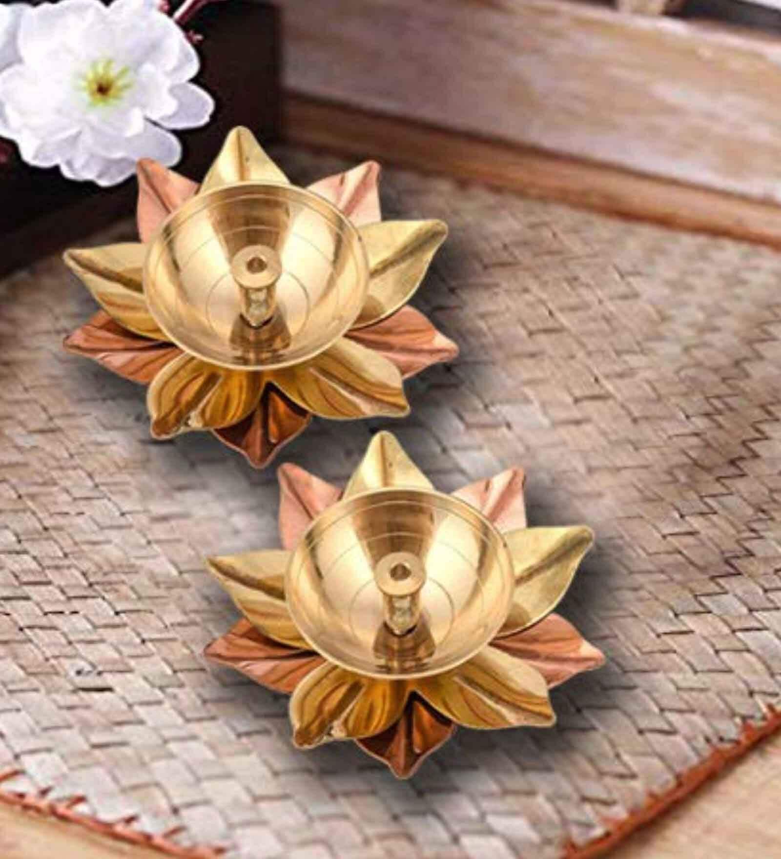 Buy Golden Brass Diya Set Of 2 at 25% OFF by CraftVatika | Pepperfry