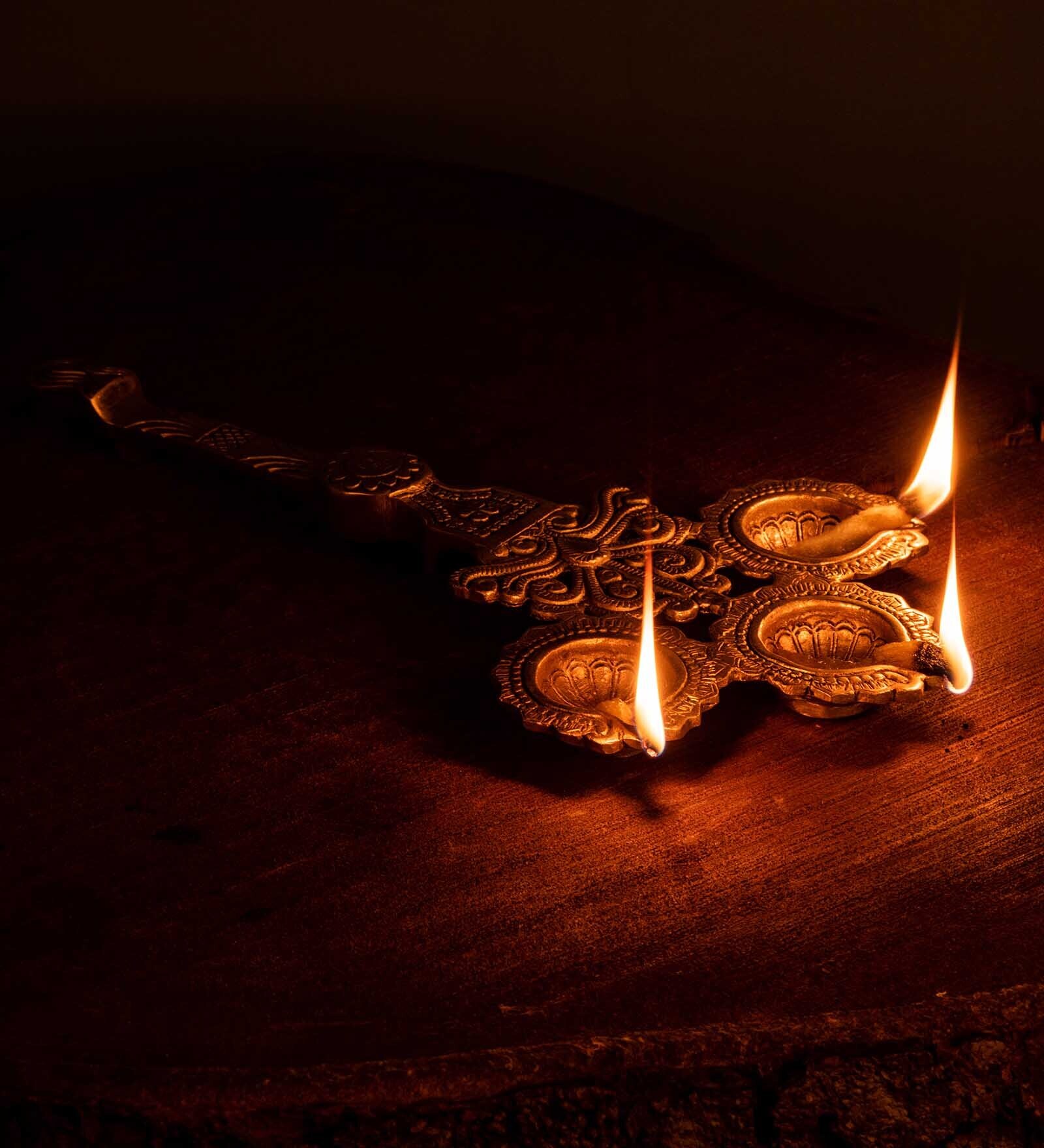 Buy Gold Brass Diya Handle/Havan Spoon by Ekaa at 11% OFF by Ekaa ...