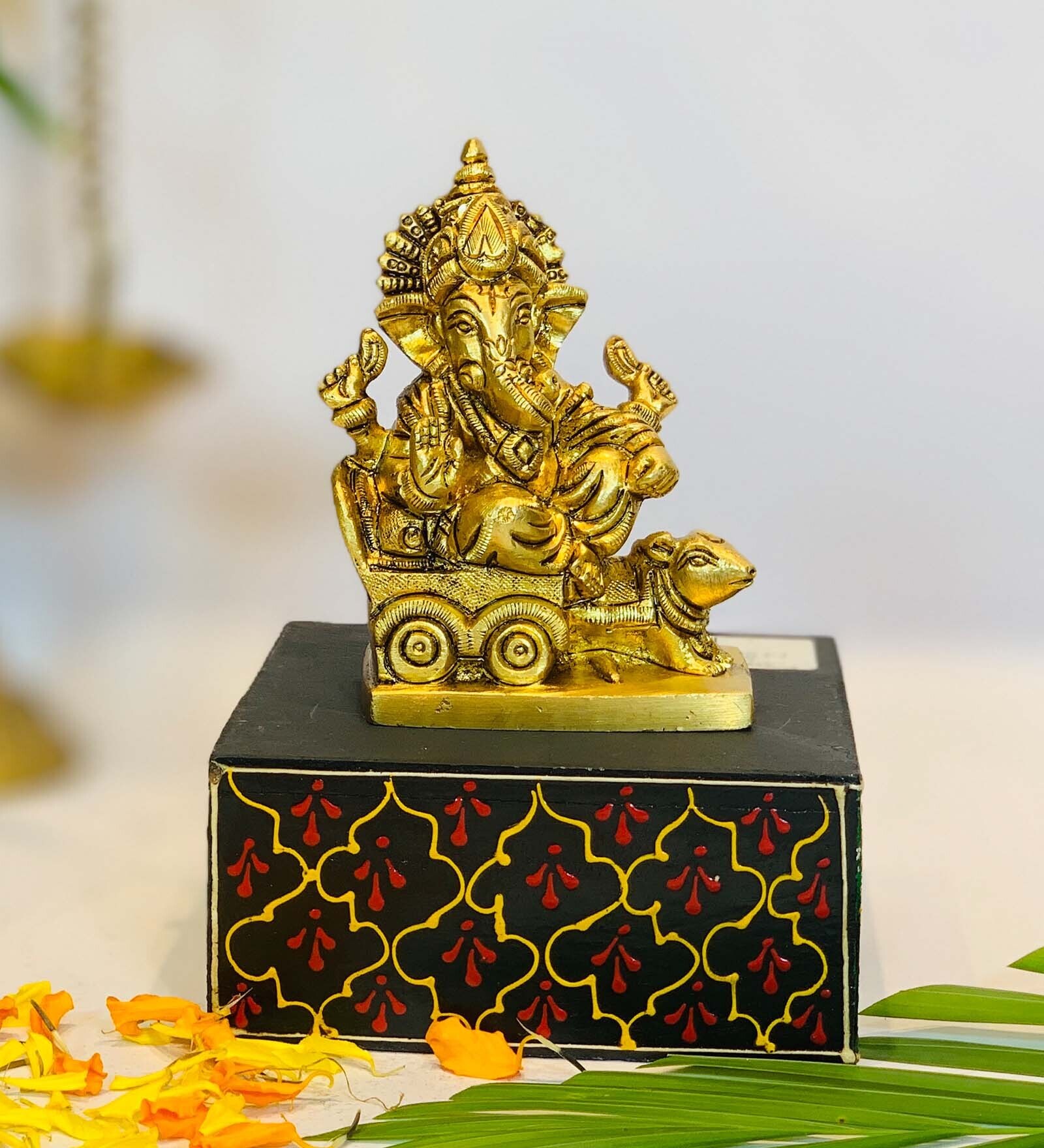 Buy Gold Brass Ganesh On Rat Idol by Suriti The Culture Shop at 24% OFF ...
