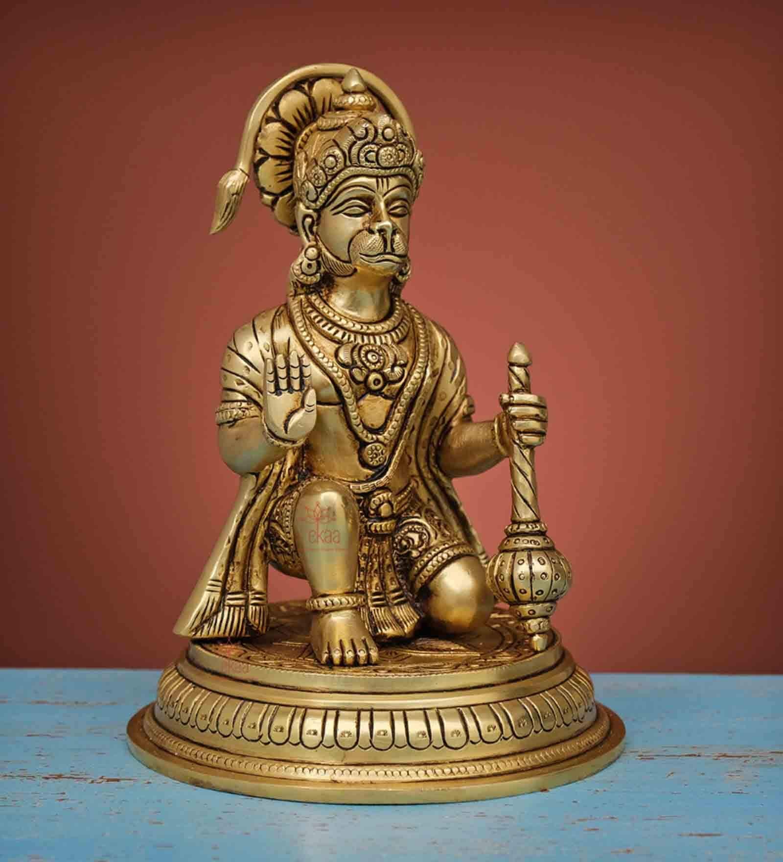 Buy Gold Brass Lord Hanuman Statue Shri Hanuman Idol at 11% OFF by Ekaa ...