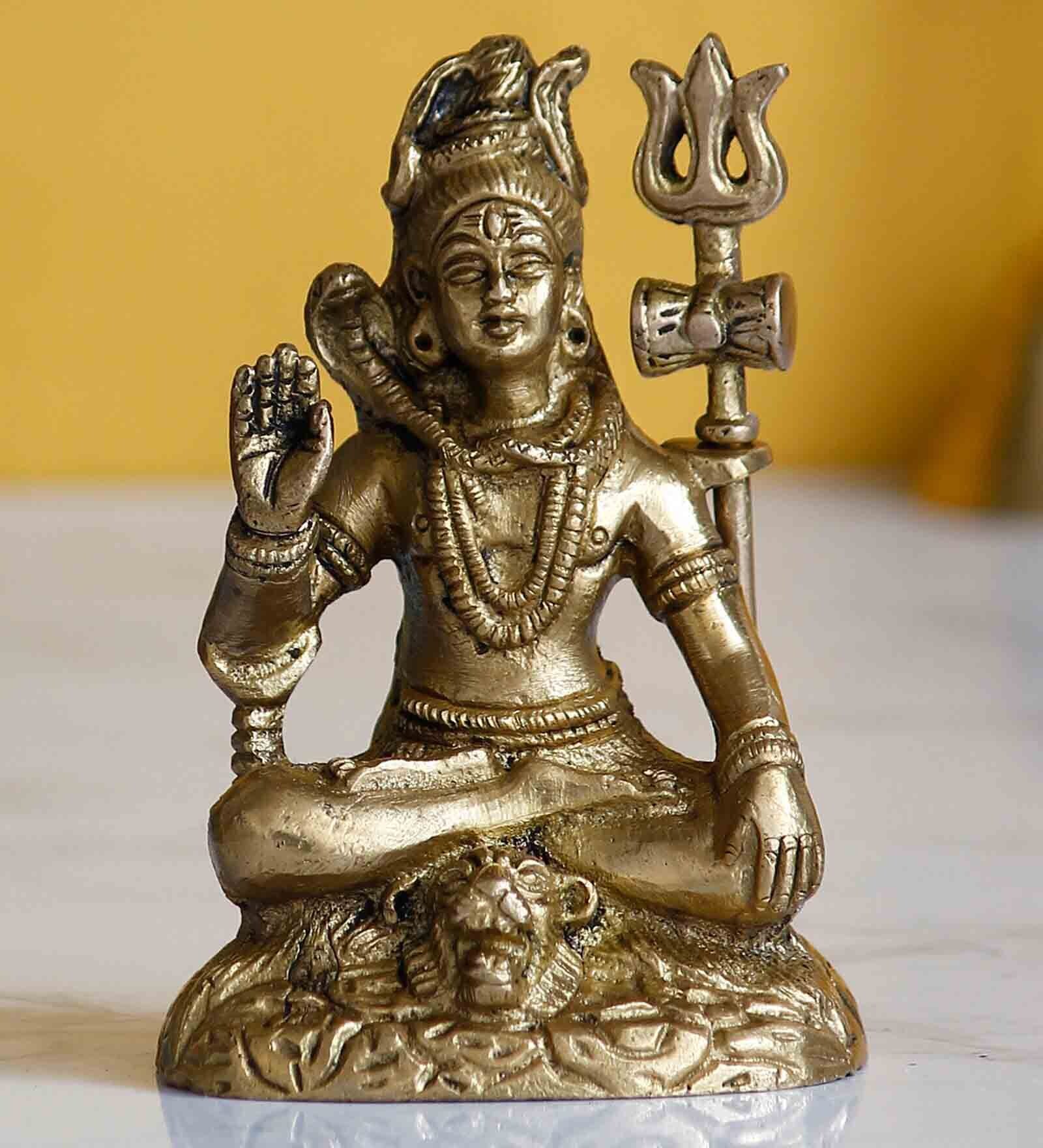 Buy Gold Brass Lord Shiva Idol at 23% OFF by eCraftIndia | Pepperfry