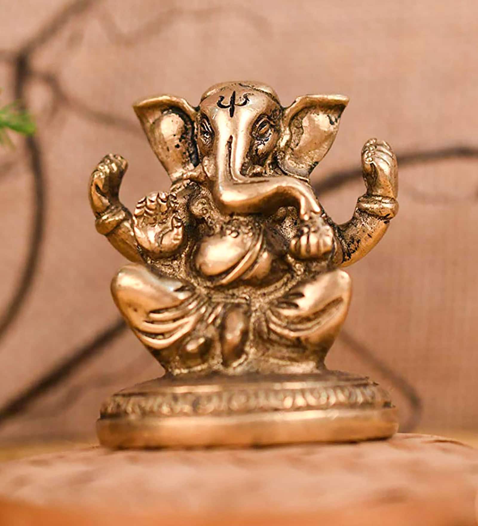 Buy Gold Brass Small Ganesha Statue by CraftVatika Online - Ganesha ...