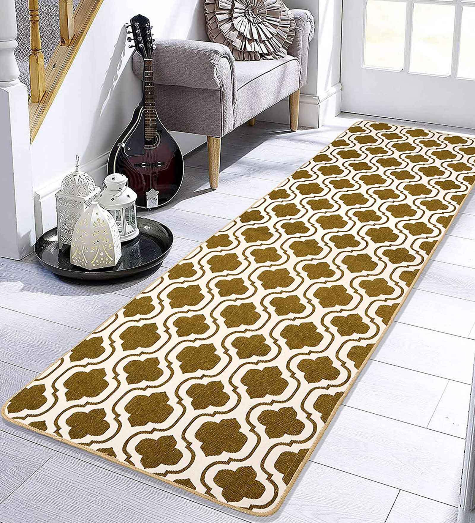 Buy Gold Cotton 79 x 26 Inches Machine Made Floor Runner at 31% OFF by ...