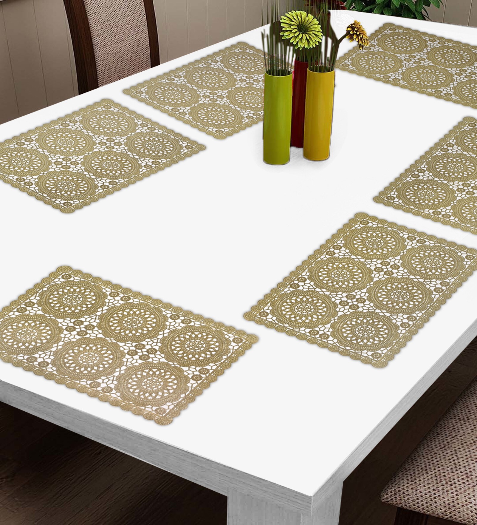 Buy Gold Ethnic (18 x 12 ) Plastic Placemat Set of 6 at 70% OFF by ...