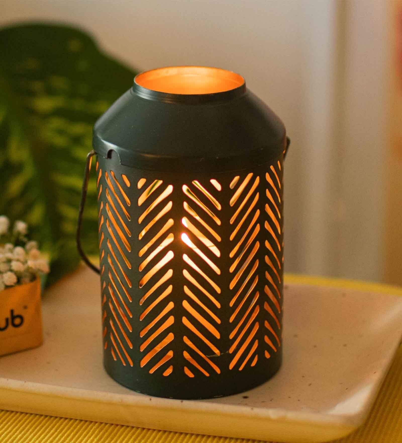 Buy Gold Iron Jaali Leaf Lantern at 31% OFF by 10Club | Pepperfry