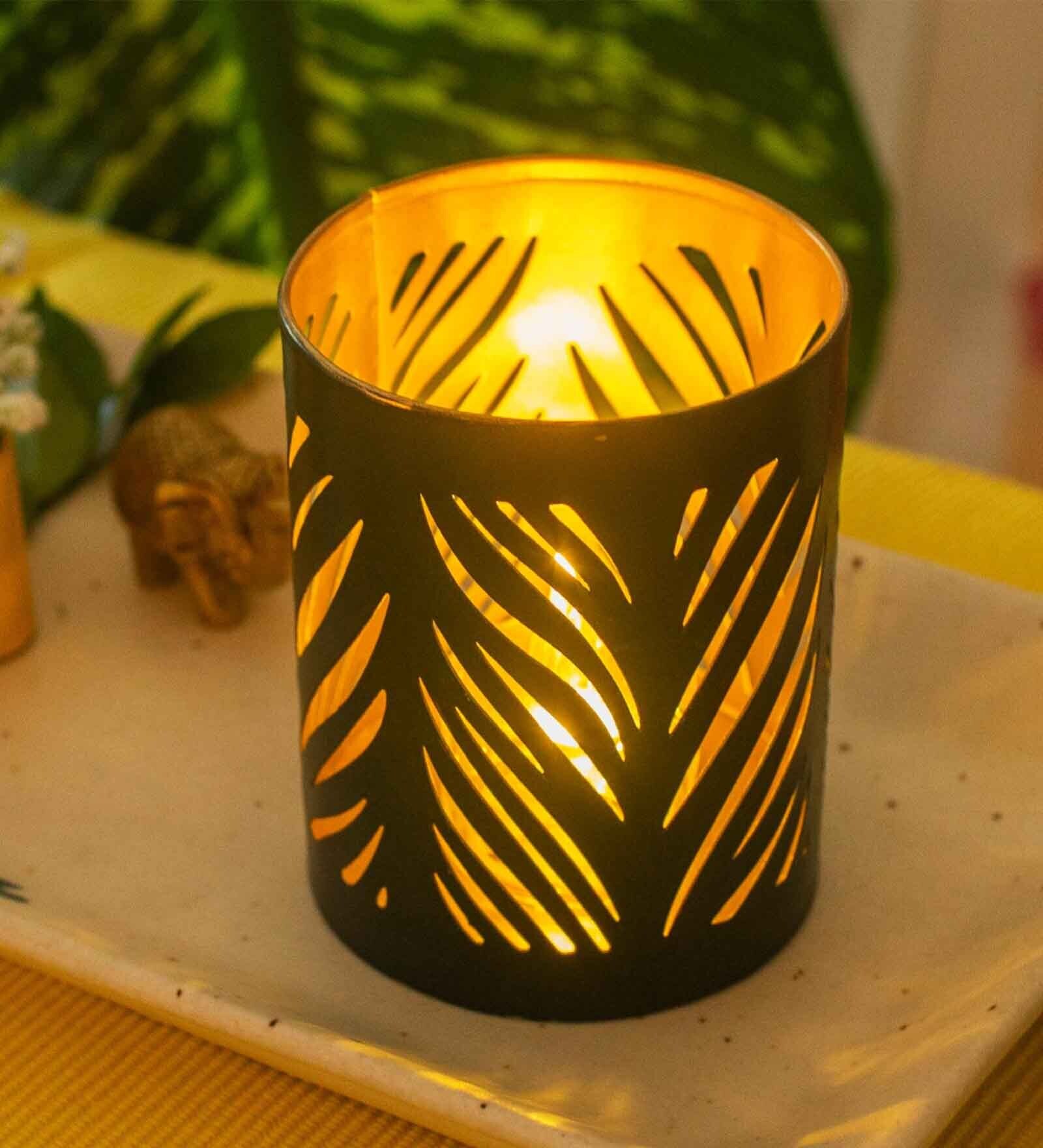 Buy Gold Iron Jaali Leaf Metal Candle Holder at 50% OFF by 10Club ...