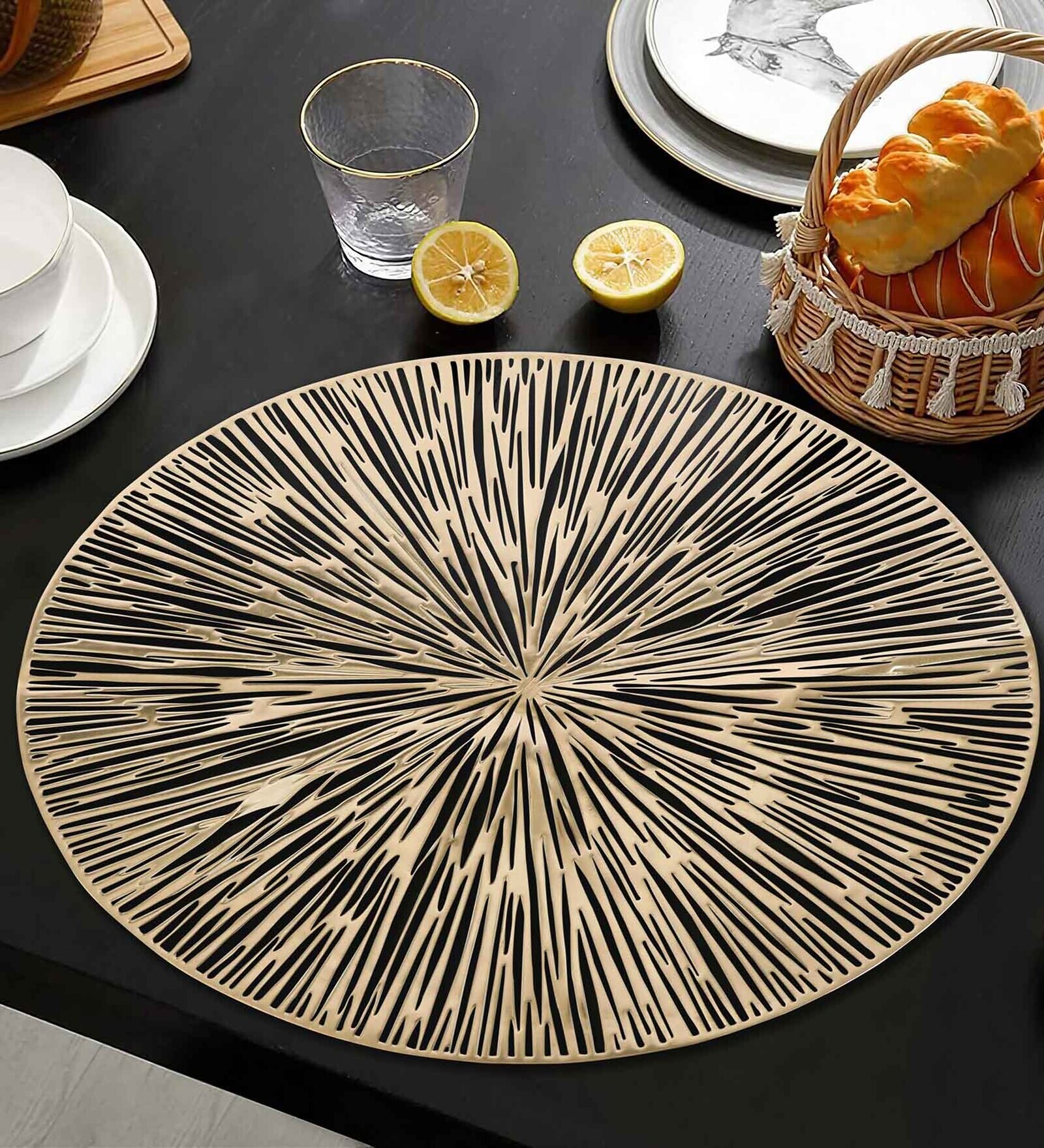 Buy Gold Line Multicolor (14.5 Dia) Leatherette (Set of 6) Table ...