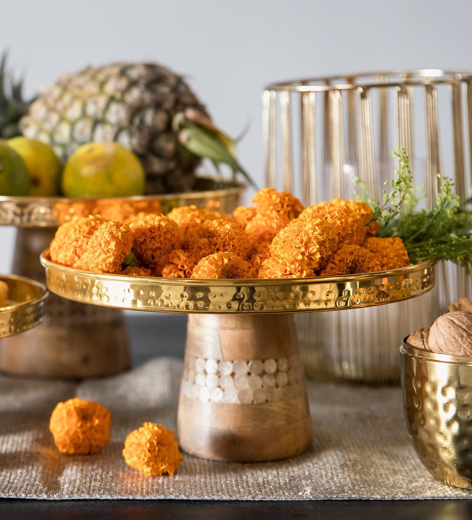 Buy Ezme- Large Natural Brown & Gold 12 Inch Mango Wood Appetizer ...