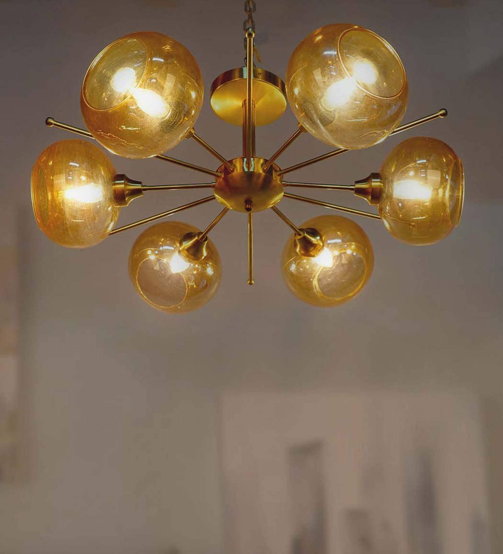 Buy Gold Metal 6 Light Chandelier By Fos Lighting by Fos Lighting ...