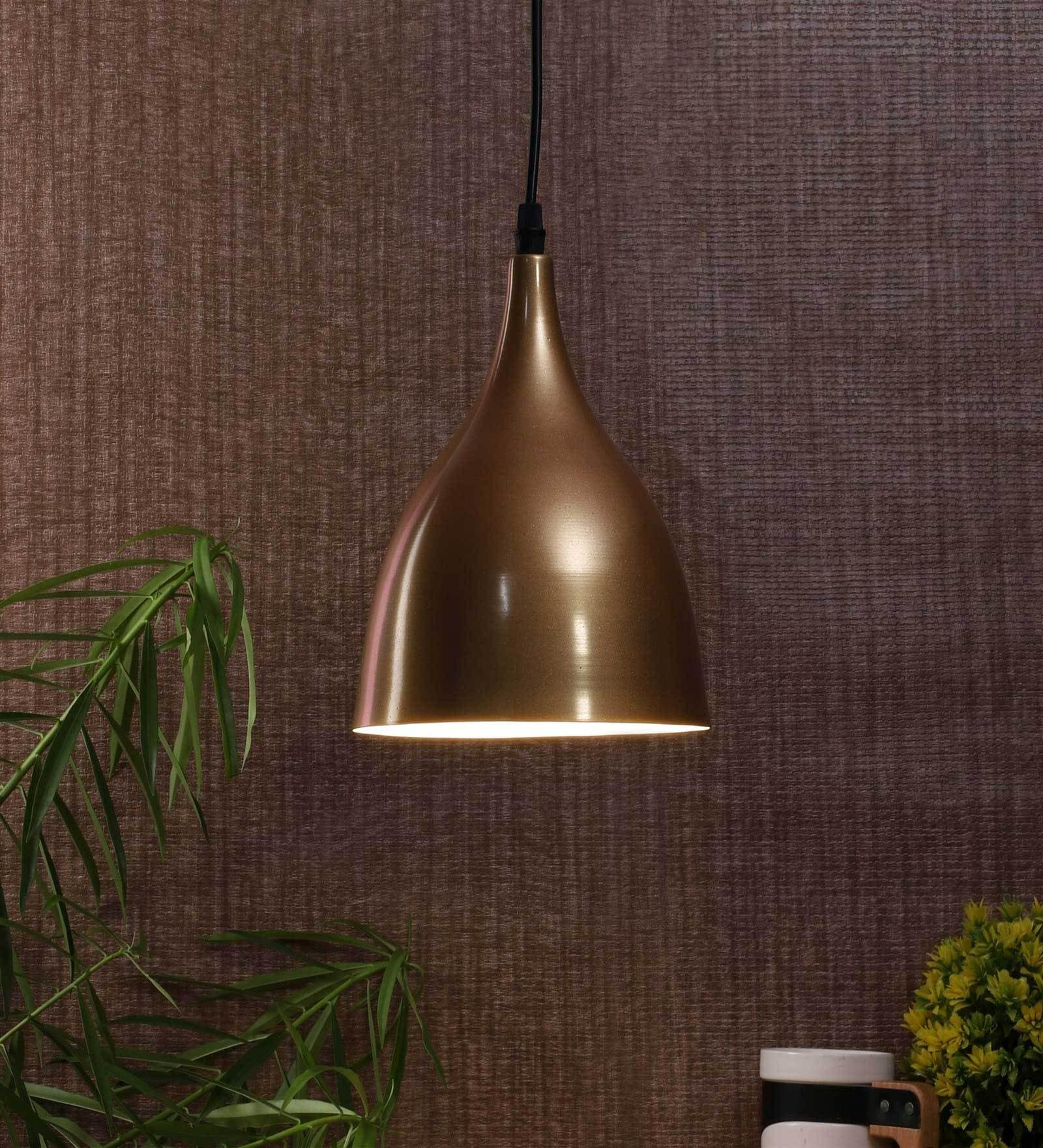 Buy Gold Metal Single Hanging Light by Eliante by Jainsons Lights at 22 ...