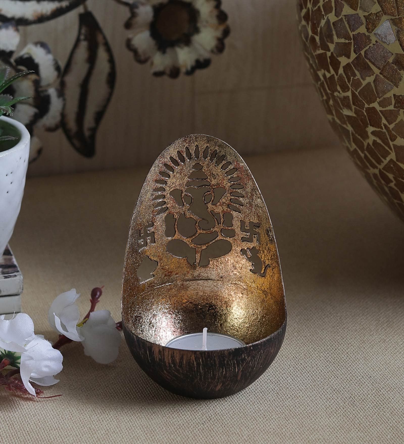 Buy Gold Metal Table Tea Light Holder by Global Glory at 25% OFF by ...