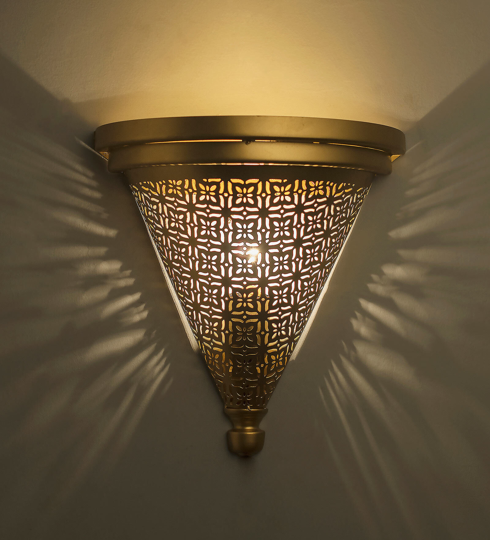 Buy Gold Metal Wall Light Trophy Cube Pattern Light Shade Antique Brass ...