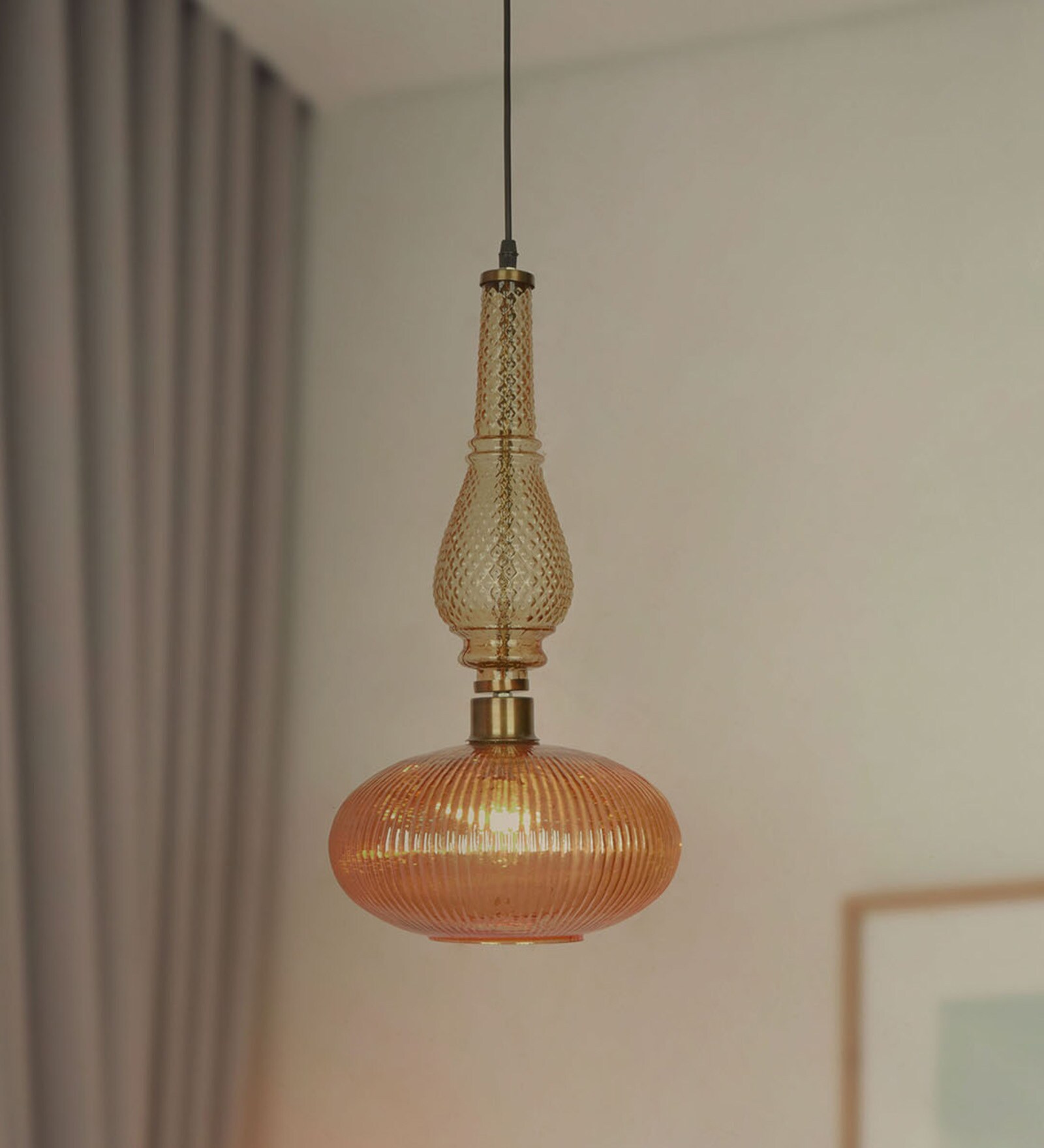 Buy Gold Moroccan 10 Inch Wide Single-Light Glass Pendant Ceiling ...