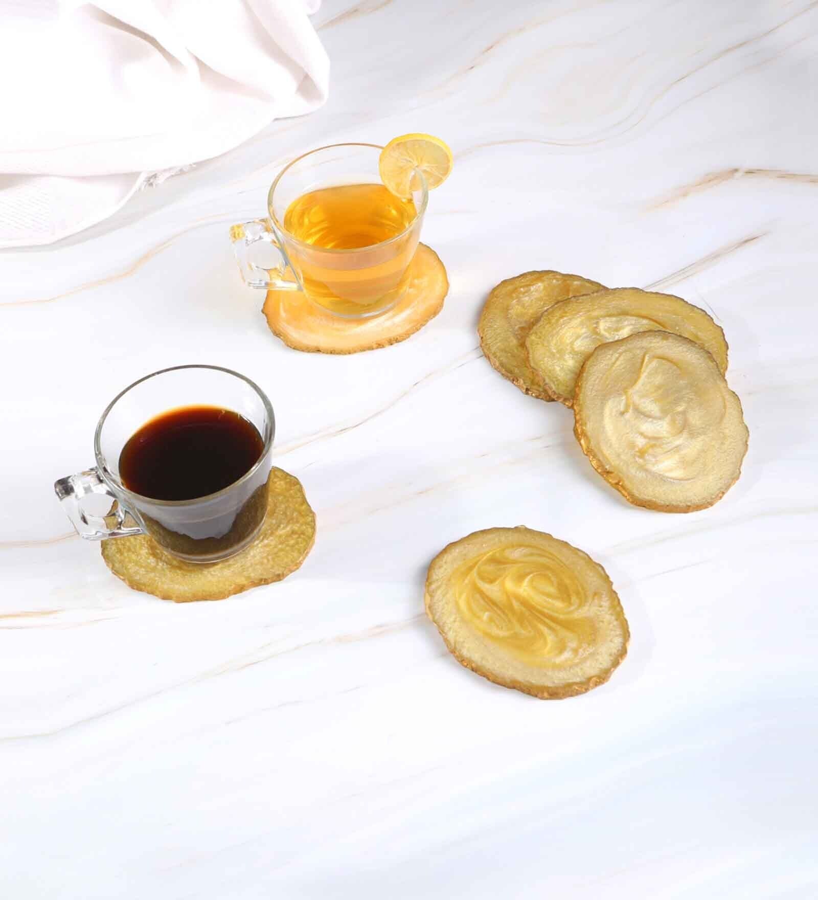 Buy Gold Opoxy Resin Mdf Wood Square (Set of 6) Coasters at 100% OFF by ...