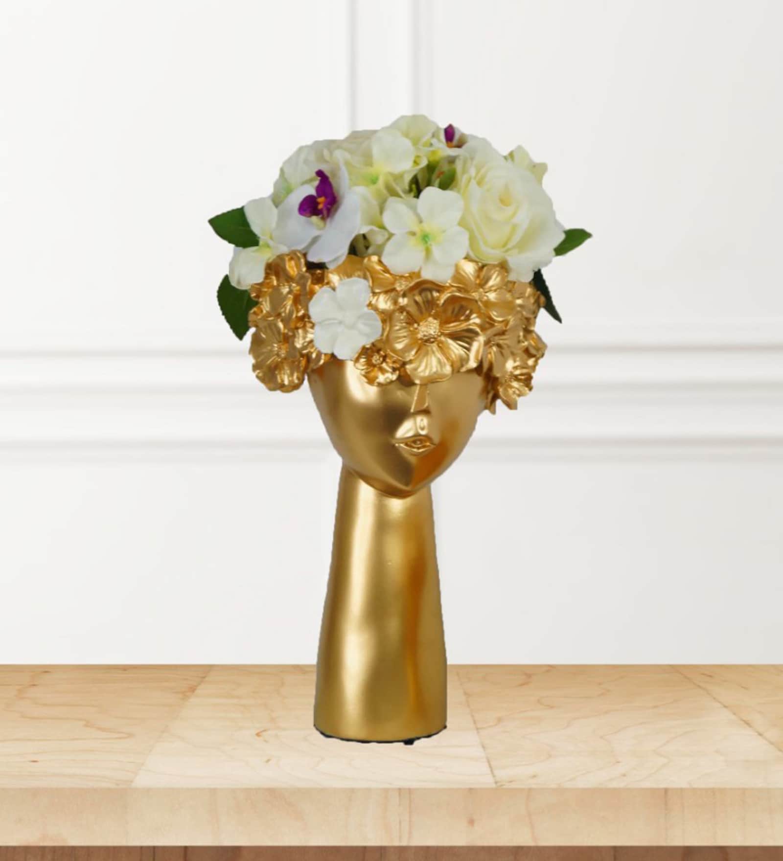 Buy Gold Polyresin Lady Flower Pot Showpiece by The Karak at 48% OFF by ...