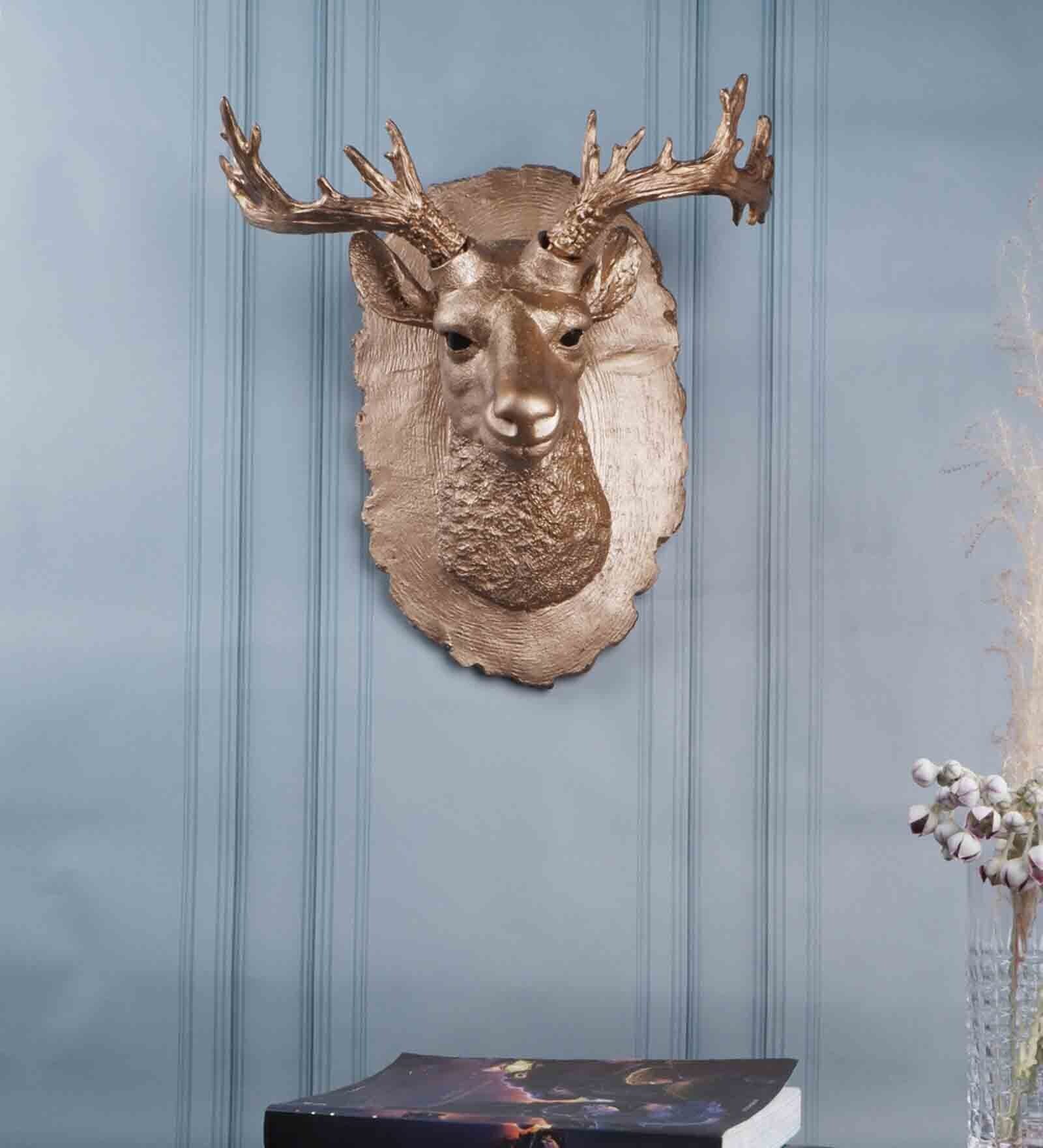 Buy Gold Polyresin Premium Deer Wall Decor Faux Animal Bust at 32% OFF ...