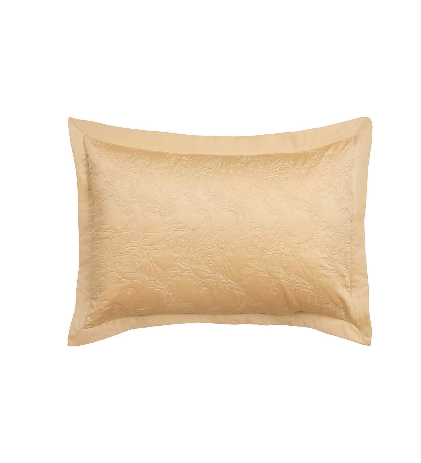 Buy Gold Solid 400 TC Cotton Polyester 2 Pillow Sham Set by Maspar ...