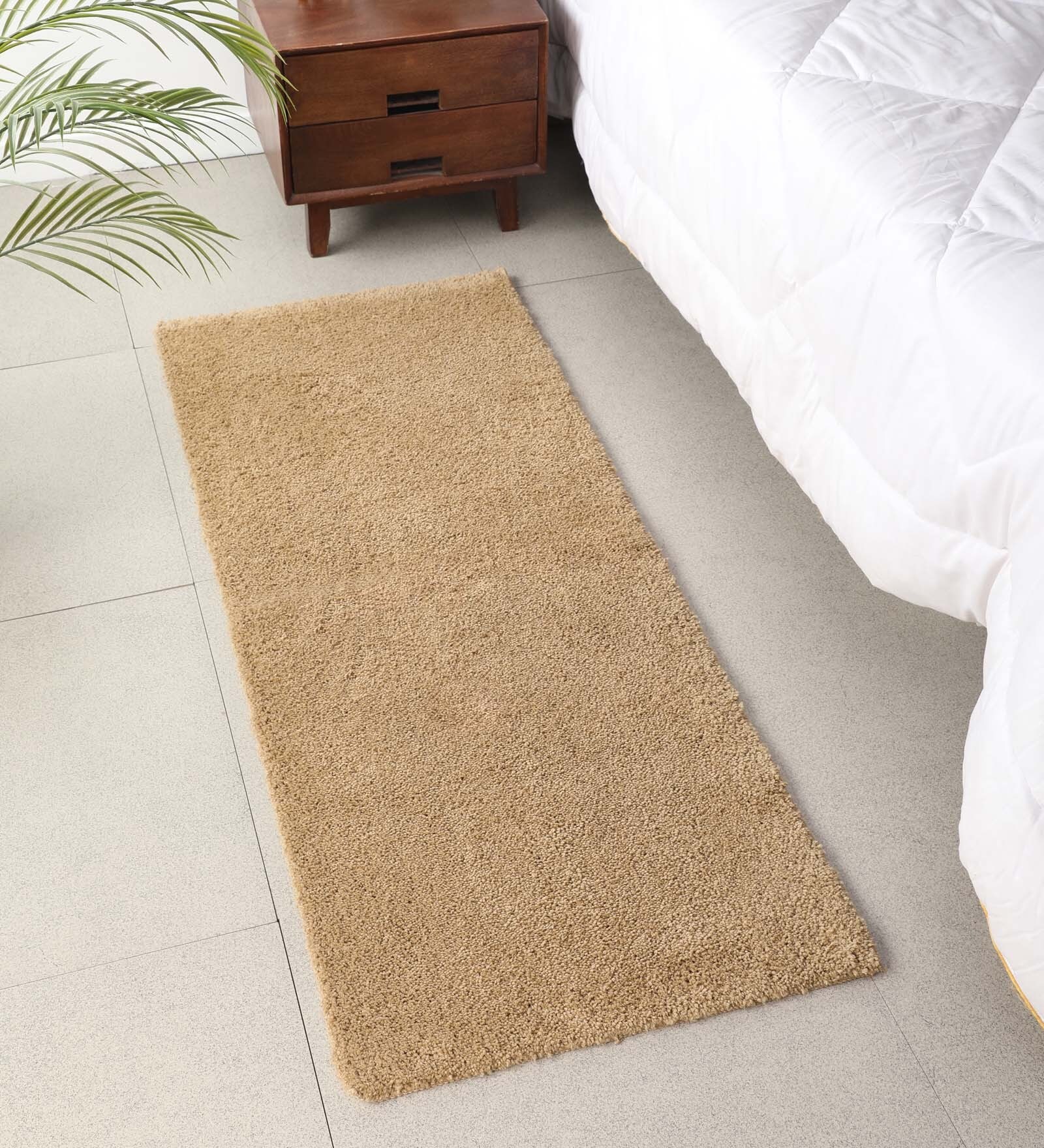 Buy Manhattan Antique Gold Polyester Hand Tufted 60x24 Inches Bed Side ...