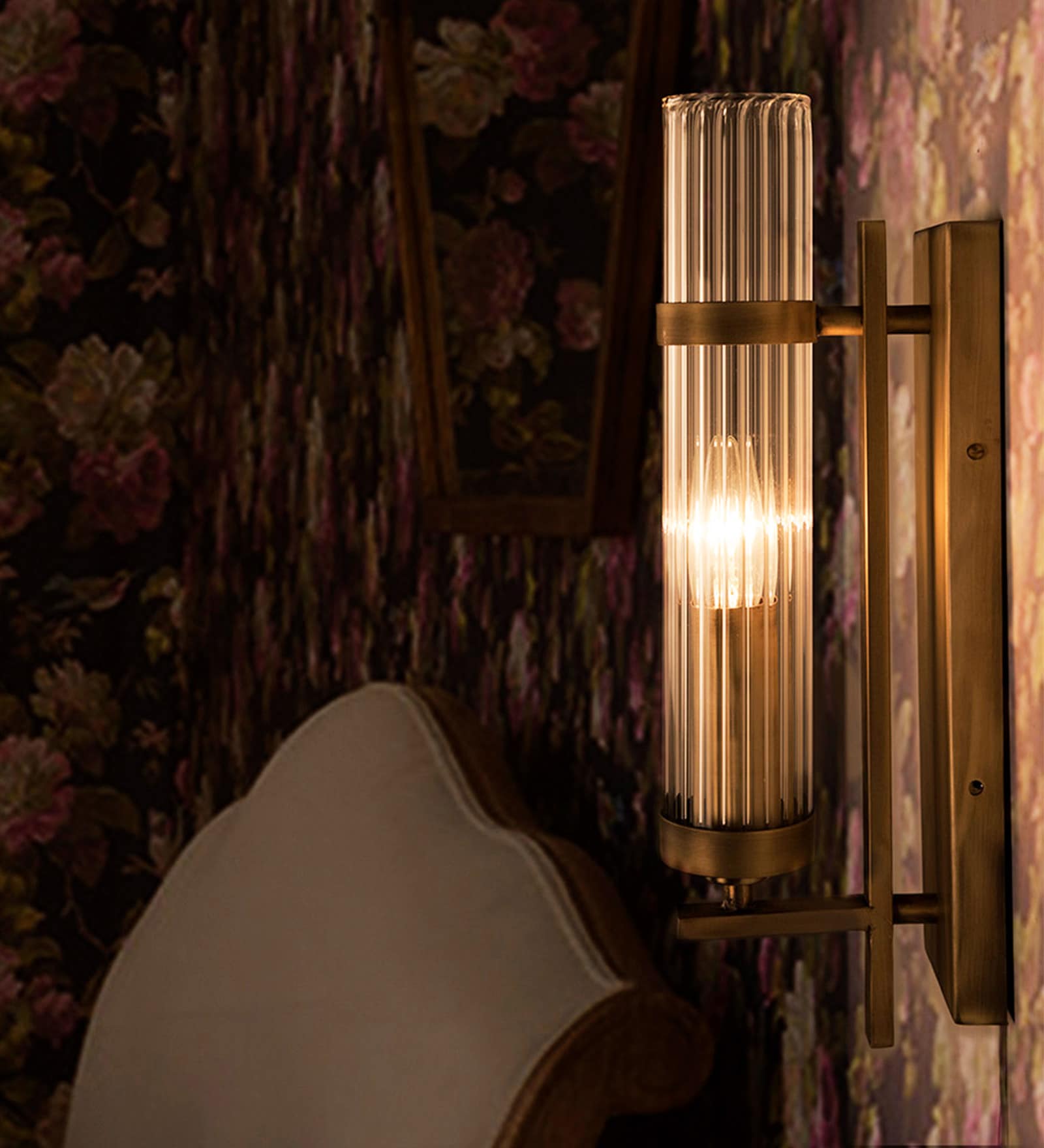 Buy Gold Steel Rectangular Wall Sconce With Fluted Glass Tube at 1% OFF ...