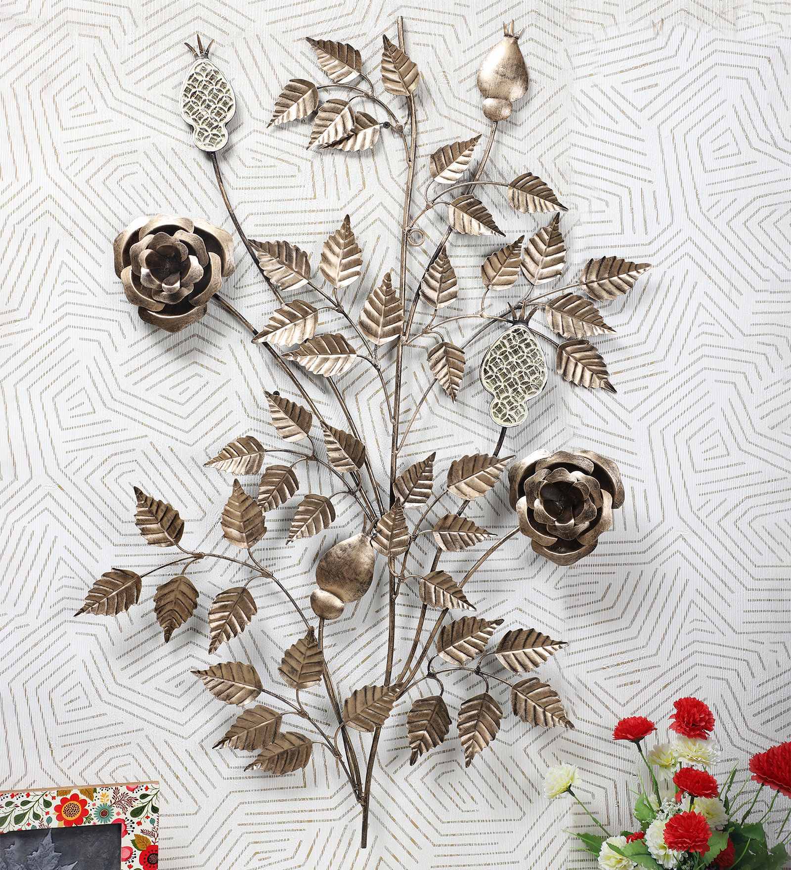 Buy Gold Metal Art Metal Flower Wall Decor by Global Glory Online ...