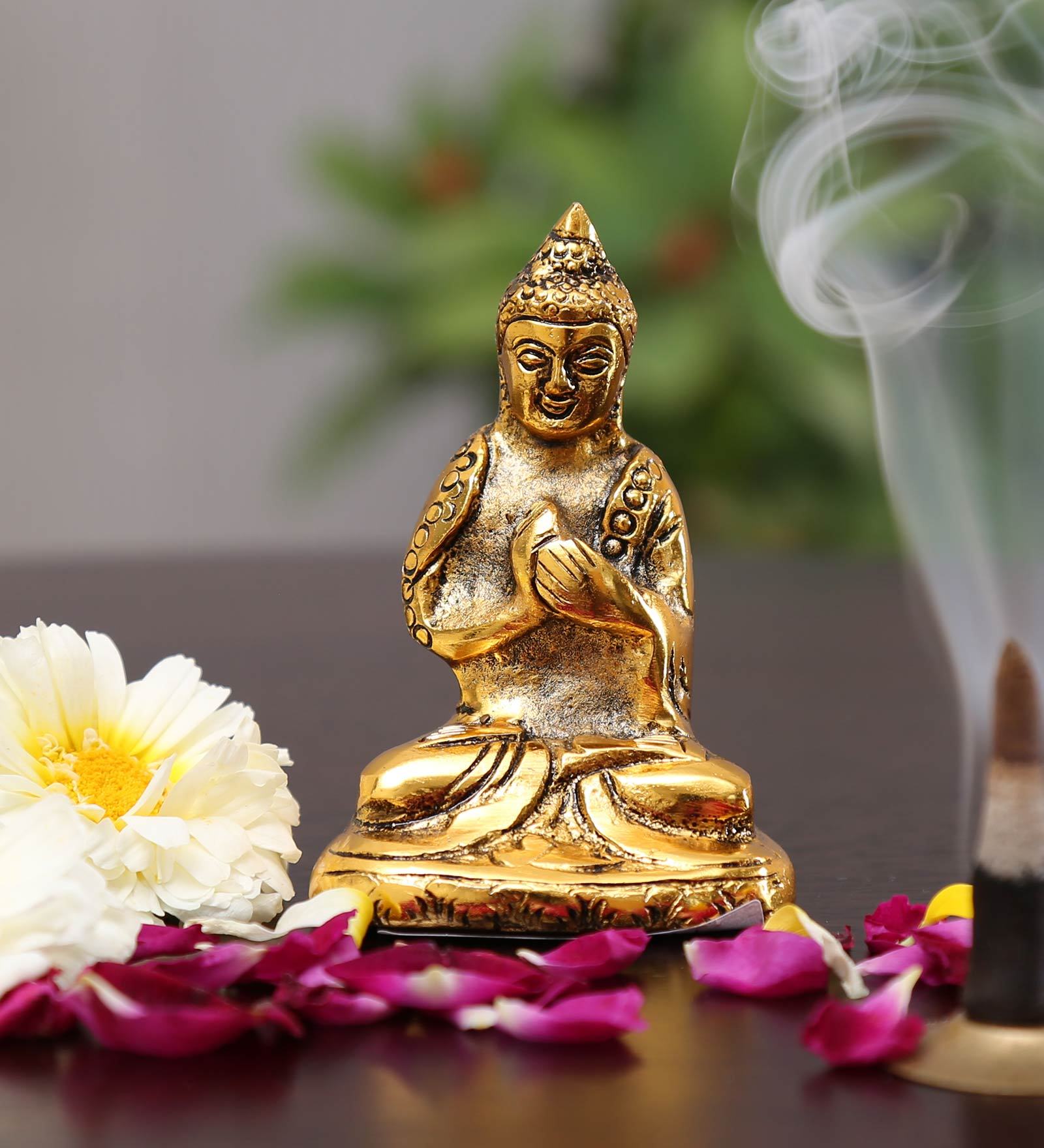Buy Golden Aluminium Antique Buddha Religious Idol at 44% OFF by ...