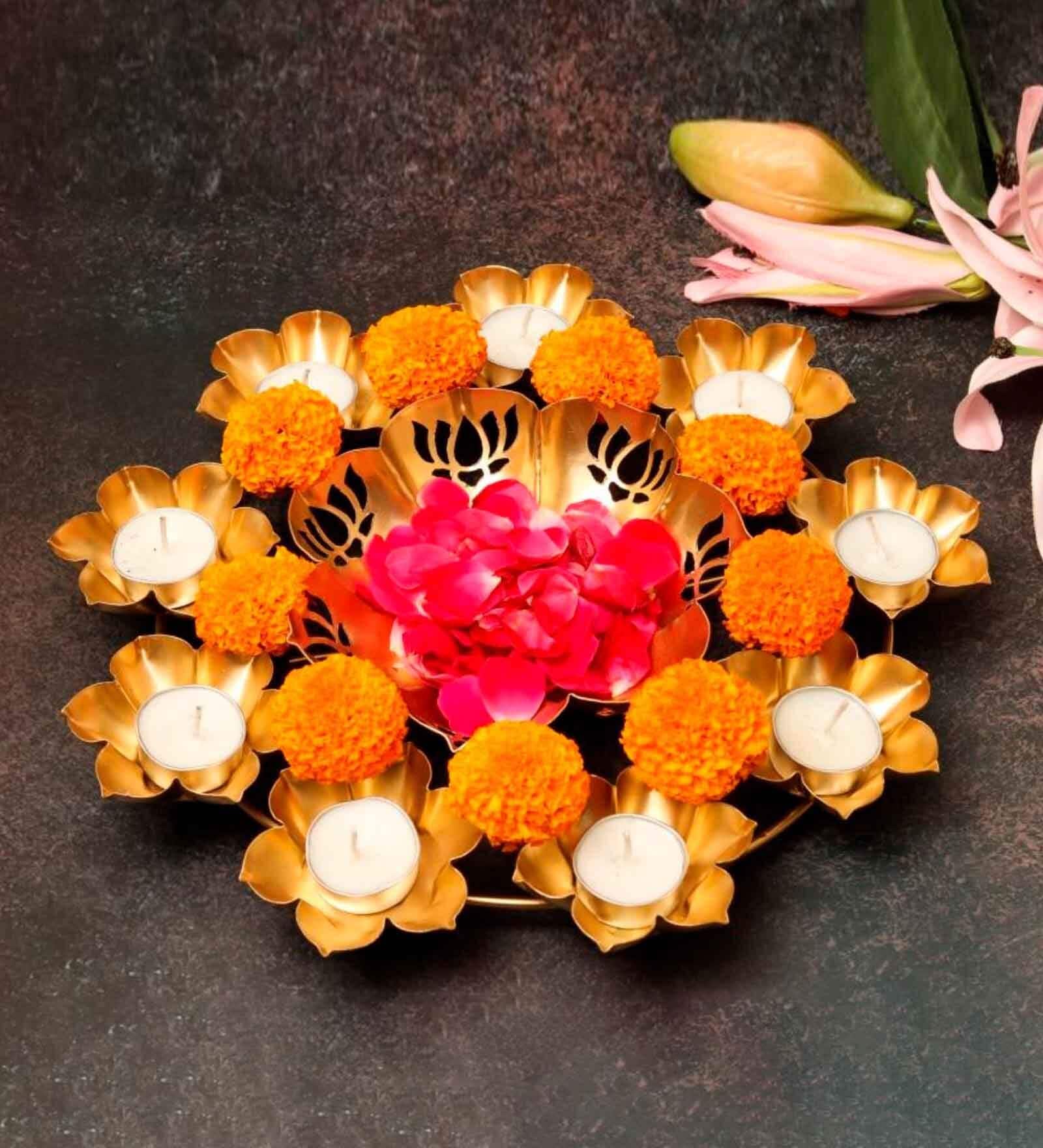 Buy Golden finish Flower design urli By August Collectives at 21% OFF ...