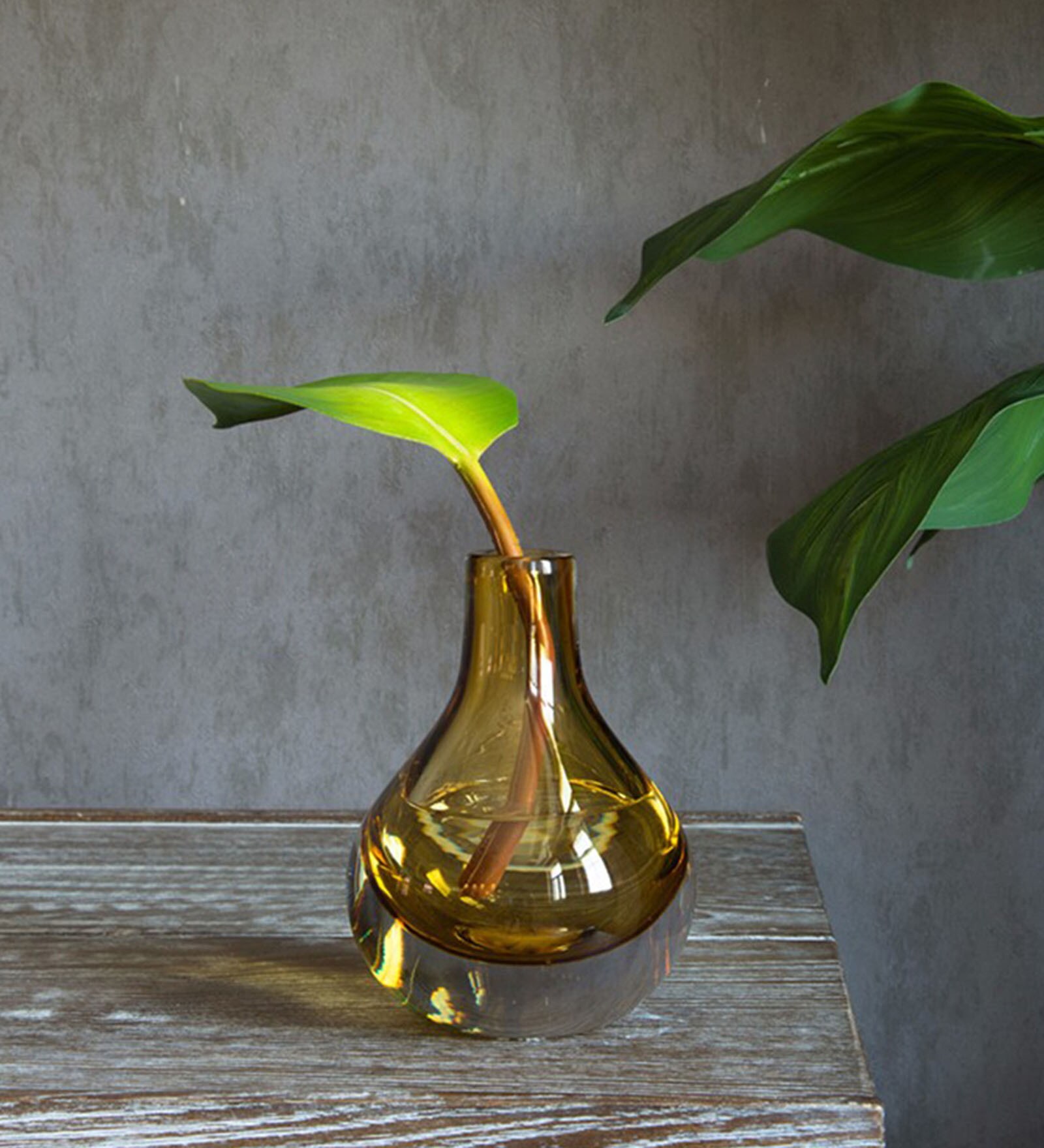 Buy Amber Hand Blown Art Solid Color Bud Glass Vase by Casamotion at 42 ...