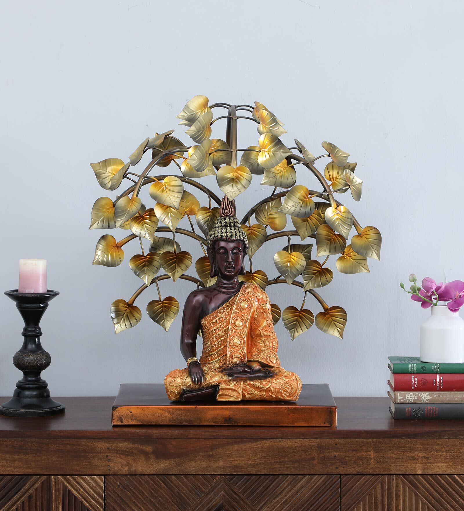 Buy Golden Iron Budha With Tree Religious Idol By Malik Design at 42% ...