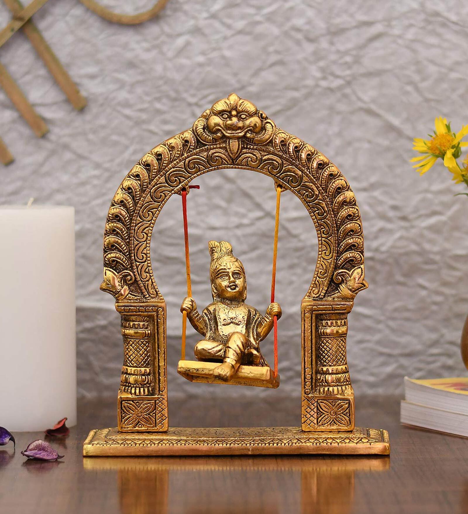 Buy Golden Metal 9 Inches Krishna Statue at 41% OFF by CraftVatika ...