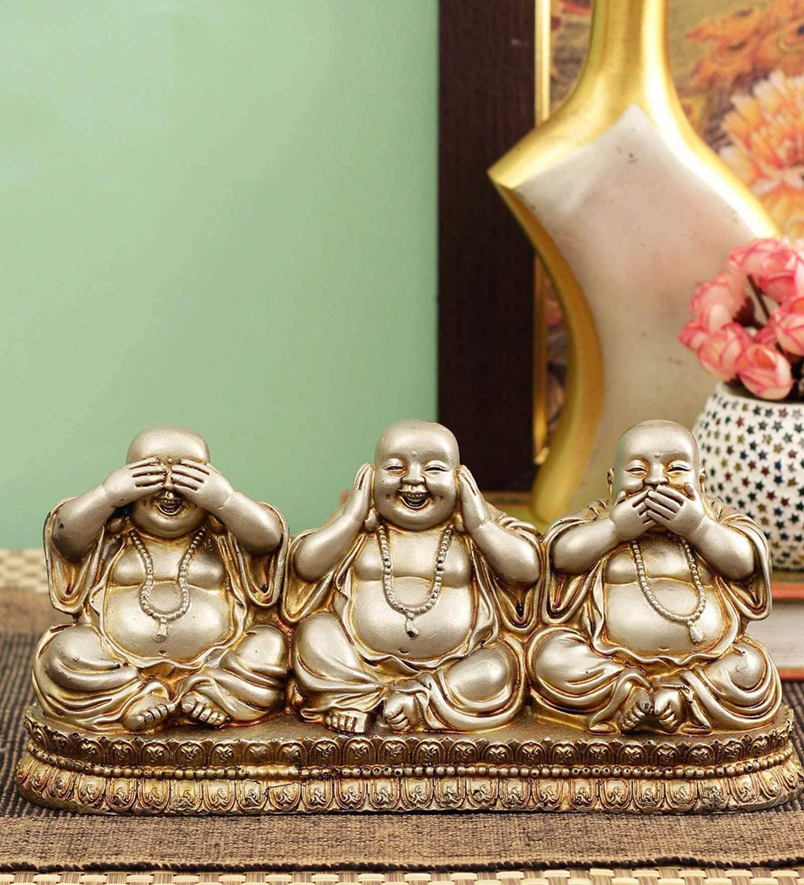 Buy Golden Polyresin 9.8 Inches Monk Buddha Idol Statue at 29% OFF by ...