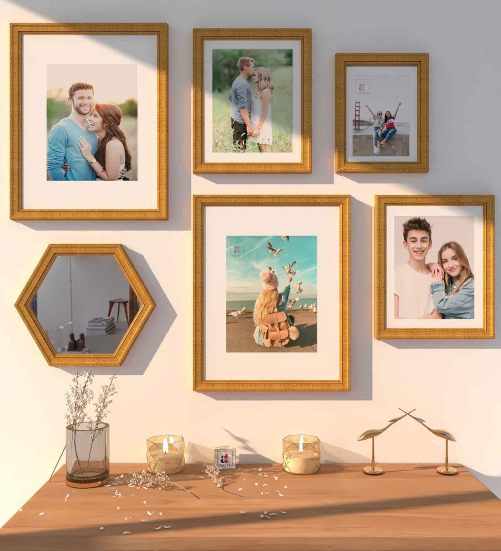 Buy Sun Set of 6 Gold Sythetic Wood Collage Photo Frames at 40% OFF by ...