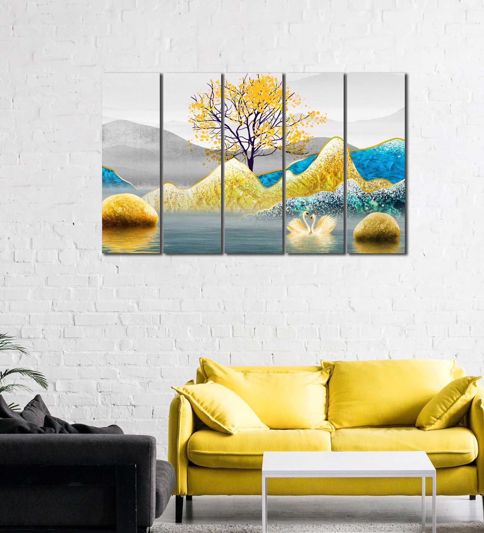 Buy Golden Tree Modern MDF Art Panels Set of 5 at 24% OFF by Wens ...