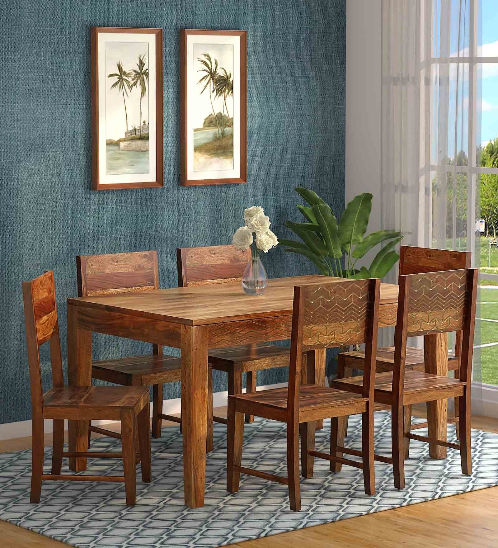 Buy Goldline Solid Wood 6 Seater Dining Set at 34% OFF by Woodsworth ...