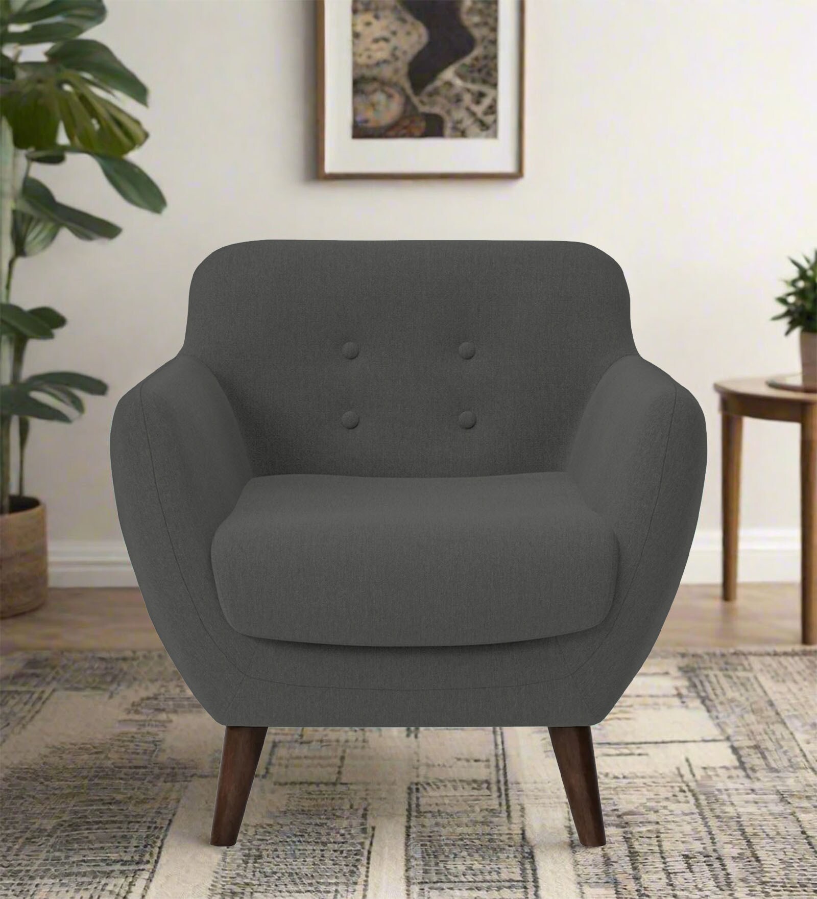Buy Goofy Fabric 1 Seater Sofa In Charcoal Grey Colour at 22% OFF by ...