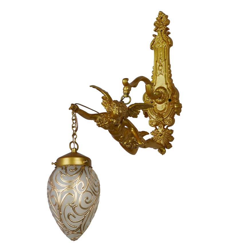 Buy Gold Aluminium and Glass Wall Light By Fos Lighting Online ...