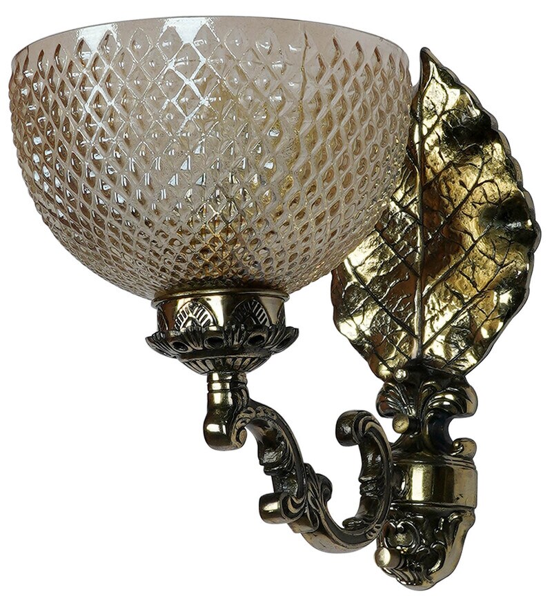 Buy Gold Aluminium and Glass Wall Light By Fos Lighting Online ...