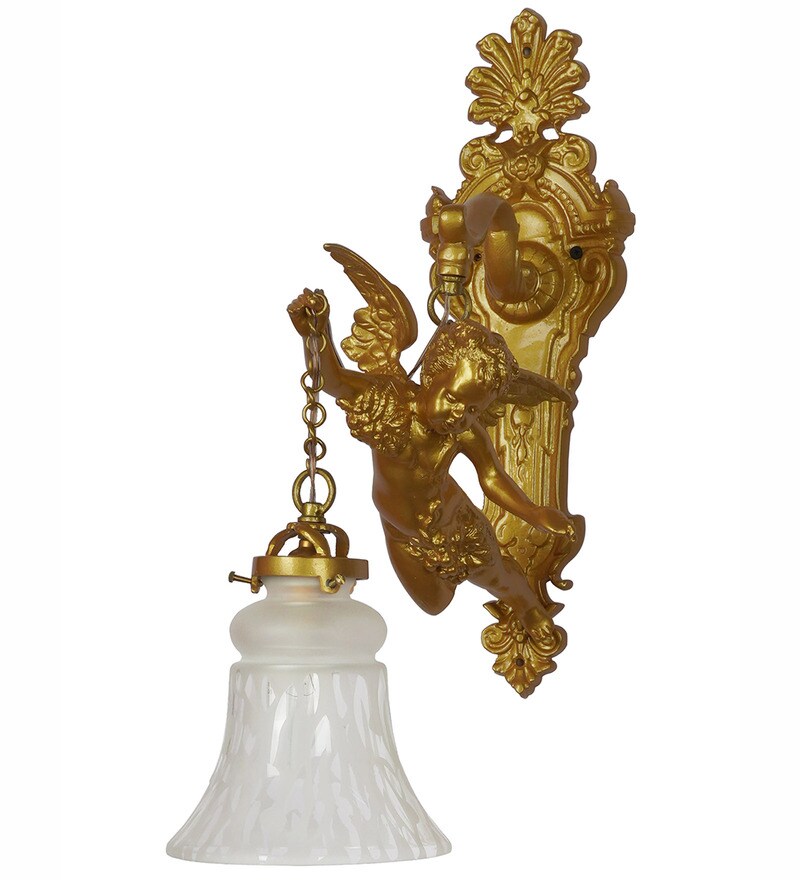 Buy Gold Aluminium and Glass Wall Light By Fos Lighting Online ...