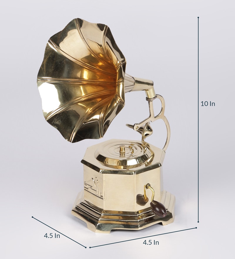 Buy Gold Brass Eight Sided Gramophone By Exim Decor Online - Vintage ...