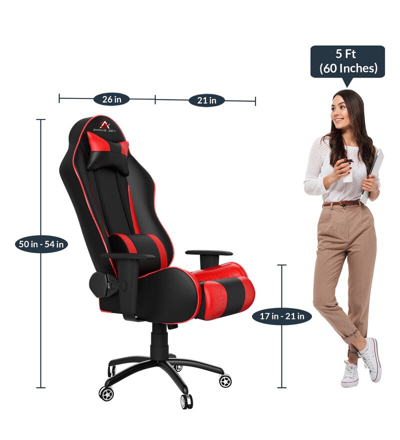 Buy Gold Leatherette Gaming Chair in Red & Black Colour by ASE Gaming ...