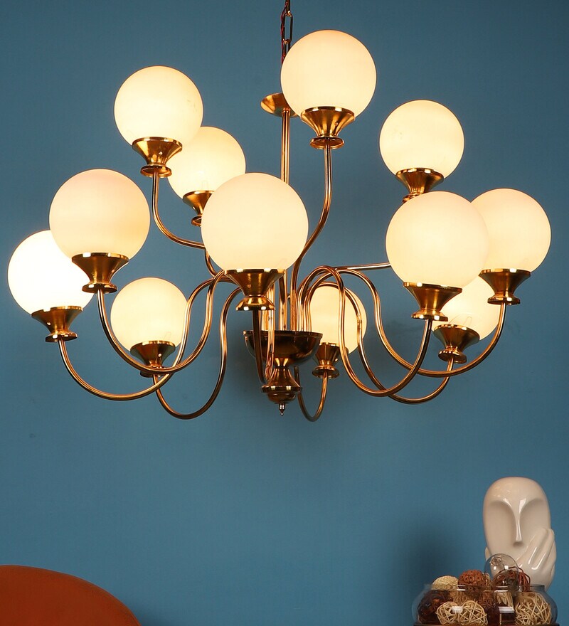 Buy Kiosk Gold Iron Globe Chandelier by Eliante by Jainsons Lights ...