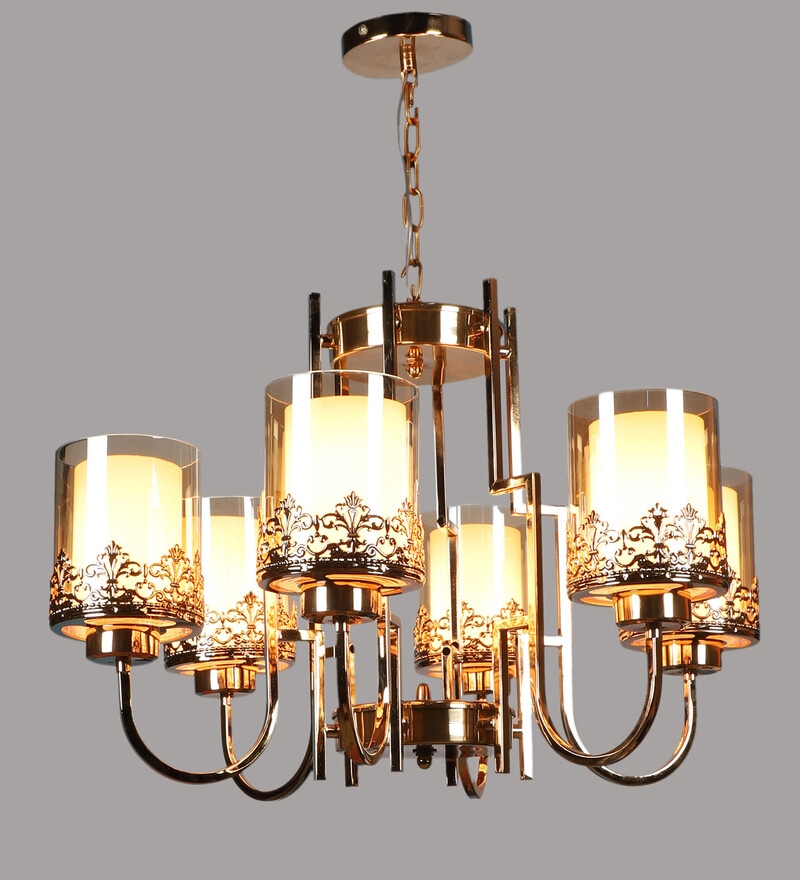 Buy Naples Gold Iron Shaded Chandelier by Eliante by Jainsons Lights ...