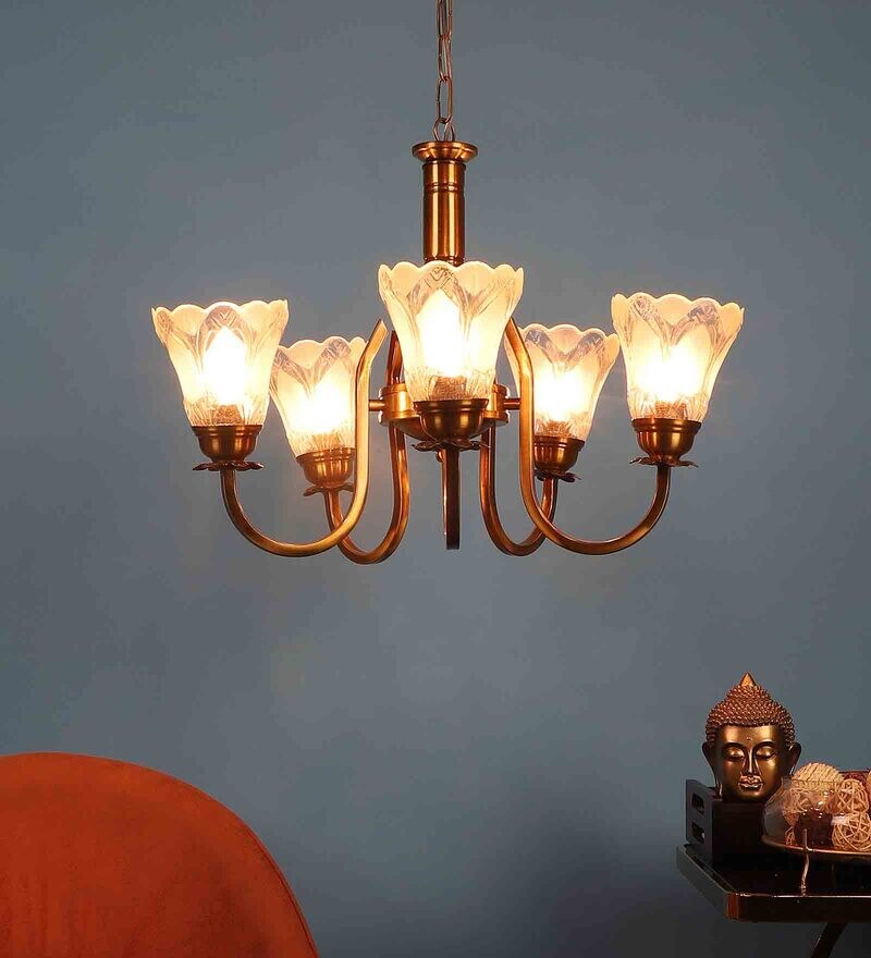 Buy Gold Iron chandlier by Eliante by Jainsons Lights Online - Shaded ...