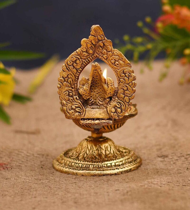 Buy Gold Metal Diya by CraftVatika Online - Diyas - Diyas - Home Decor ...