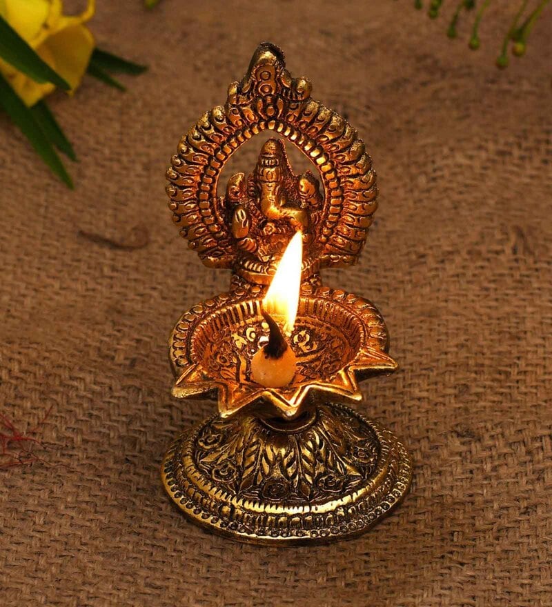 Buy Gold Metal Diya by CraftVatika Online - Diyas - Diyas - Home Decor ...
